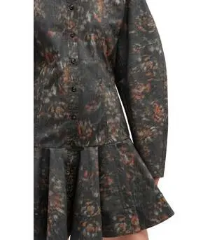 GANNI Phantom Floral Tiered Mini Dress