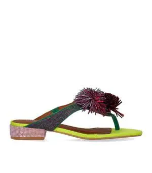 Kurt Geiger Embellished Pom Pom Thong Sandals