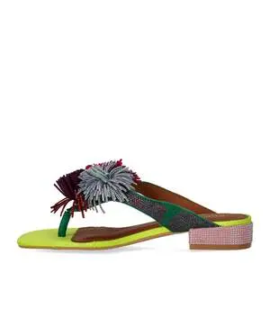Kurt Geiger Embellished Pom Pom Thong Sandals