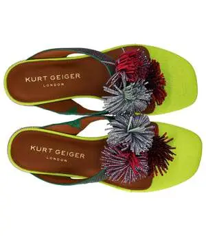 Kurt Geiger Embellished Pom Pom Thong Sandals