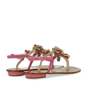 PAOLO FERRARA Embellished Suede Thong Sandals
