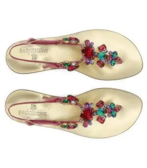 PAOLO FERRARA Embellished Suede Thong Sandals