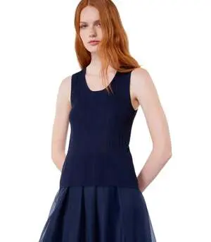 Max Mara Ribbed Viscose Blend Top