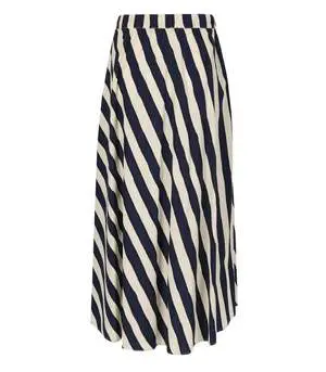 Max Mara Striped Cotton Poplin Skirt - Blue