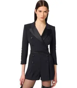 Elisabetta Franchi Double Breasted Jumpsuit With Tuxedo Details