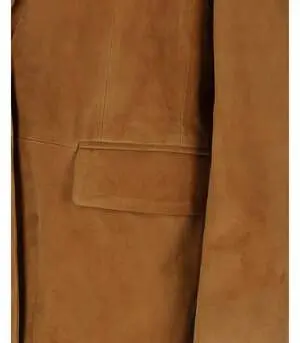 MYSKIN Camel Suede Single-breasted Blazer