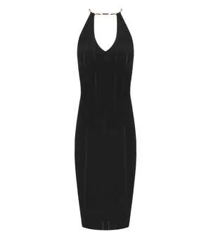Elisabetta Franchi Knitted Midi Dress With Openwork Detail