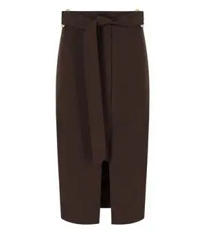 Elisabetta Franchi Midi Skirt With Sash And Gold Hardware