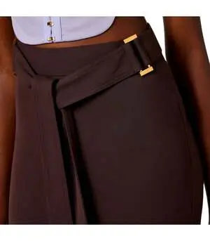 Elisabetta Franchi Midi Skirt With Sash And Gold Hardware