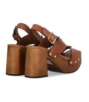 MISS OLIVIA Eva Studded Leather Wedge Sandals