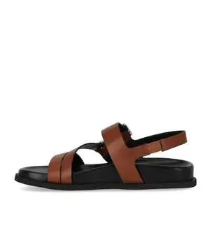GUGLIELMO ROTTA Flat Leather Sandals With Buckle Detail