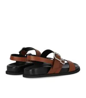 GUGLIELMO ROTTA Flat Leather Sandals With Buckle Detail