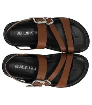 GUGLIELMO ROTTA Flat Leather Sandals With Buckle Detail