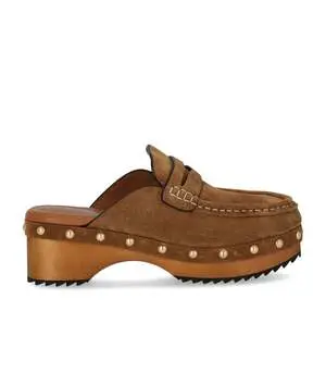 MISS OLIVIA Noemi Suede Clogs With Stud Detailing