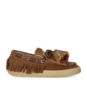 Elena Iachi Suede Loafers With Fringe And Tassels