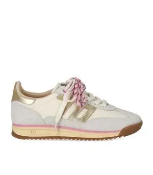 BACK 70 Jogger Sneakers In Cream Leather And Suede