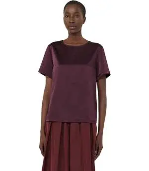 Max Mara Burgundy Satin And Lyocell Blouse - Red