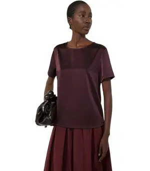 Max Mara Burgundy Satin And Lyocell Blouse - Red