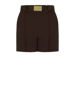 Elisabetta Franchi Bi-elastic Technical Fabric Belted Shorts