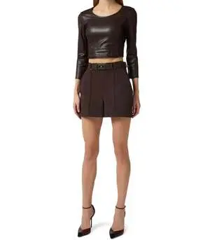 Elisabetta Franchi Bi-elastic Technical Fabric Belted Shorts