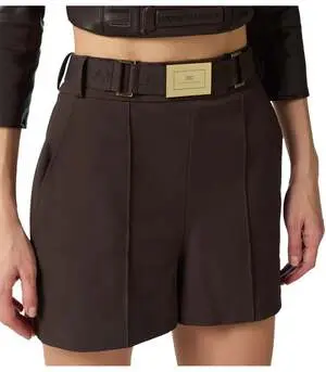 Elisabetta Franchi Bi-elastic Technical Fabric Belted Shorts