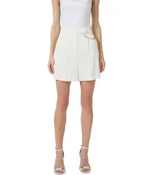 Elisabetta Franchi Gabardine Shorts With Detachable Logo Chain