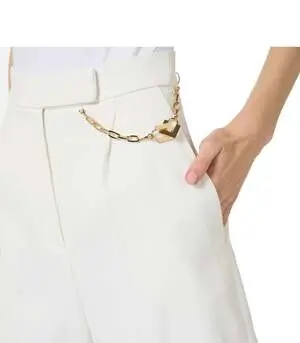 Elisabetta Franchi Gabardine Shorts With Detachable Logo Chain