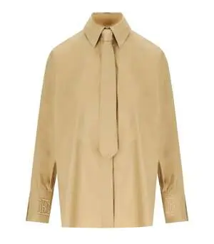 Elisabetta Franchi Cotton Shirt With Tie And Embroidered Logo