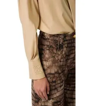 Elisabetta Franchi Cotton Shirt With Tie And Embroidered Logo