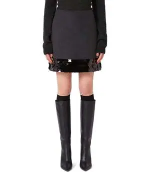 Max Mara Wool Skirt With Sequin Hem