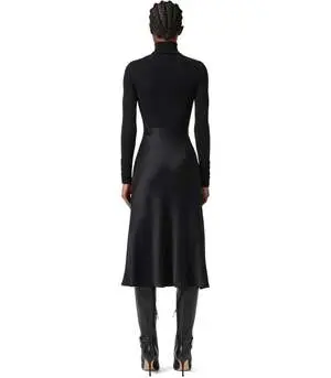 Elisabetta Franchi Ribbed Knit And Satin Midi Dress