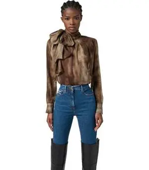 Elisabetta Franchi Lizard Print Silk Blouse