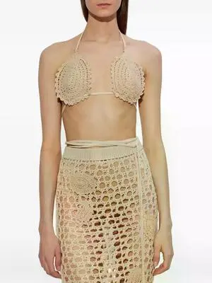 Attico Crochet Scalloped-edge Halterneck Bra