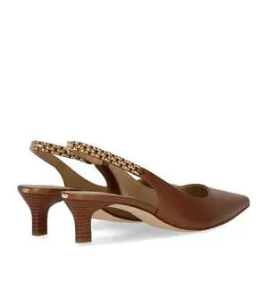 Michael Kors Marcia Slingback Kitten Heel Pumps - Tan