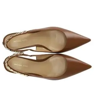 Michael Kors Marcia Slingback Kitten Heel Pumps - Tan