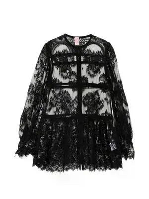 FETICO Lace-panelled Peplum-hem Blouse