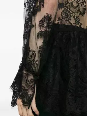 FETICO Lace-panelled Peplum-hem Blouse