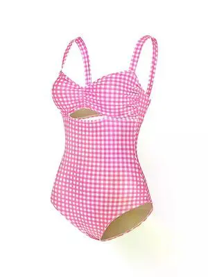 5PENING Gingham Cut-out One Piece Swimsuit