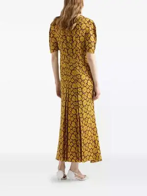 Prada Embroidered Printed Sable Dress
