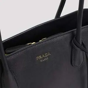 Prada Leather Shopping Bag With Printed Logo