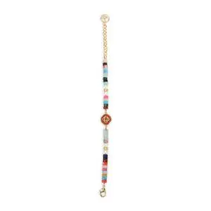 Casablanca Multi Bead Bracelet With Logo Charm - Silver