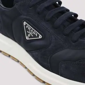 Prada Suede And Re-nylon Lace-up Sneakers - Blue