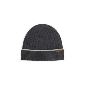 Kiton Cable-knit Beanie In Wool-cashmere Blend - Gray