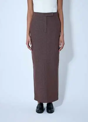 Max Mara Tailored Midi Skirt In Cotton Weave - Brown