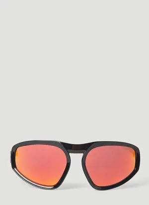 Moncler Pentagra Oval Mirrored Lens Sunglasses - Black