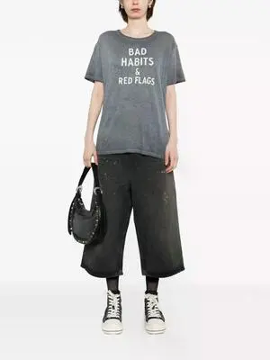 R13 Washed-effect Slogan Print T-shirt