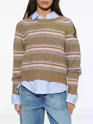 SAMSOE SAMSOE Striped Raglan-sleeve Sweater