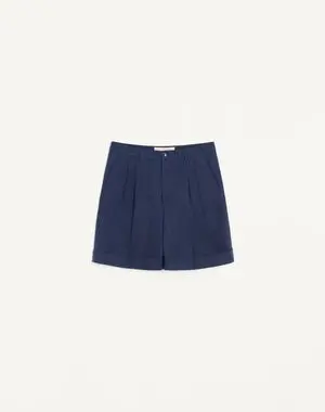 Valentino Garavani Linen Cuffed Bermuda Shorts - Blue