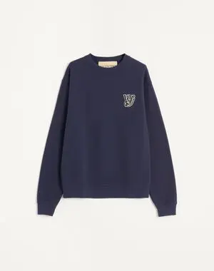 Valentino Garavani Sweatshirt With Embroidered Vg Patch - Blue