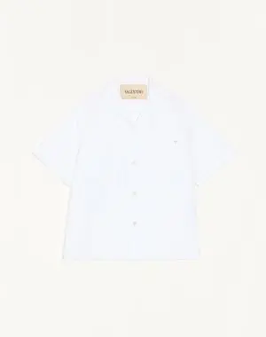 Valentino Garavani Bowling Shirt In Cotton Poplin With Vgold
